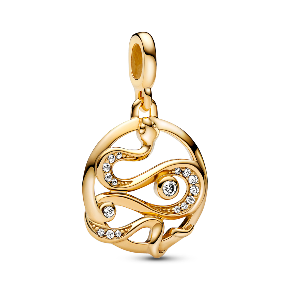 Pandora Snake 14k gold-plated medallion with clear cubic zirconia - 76 ...