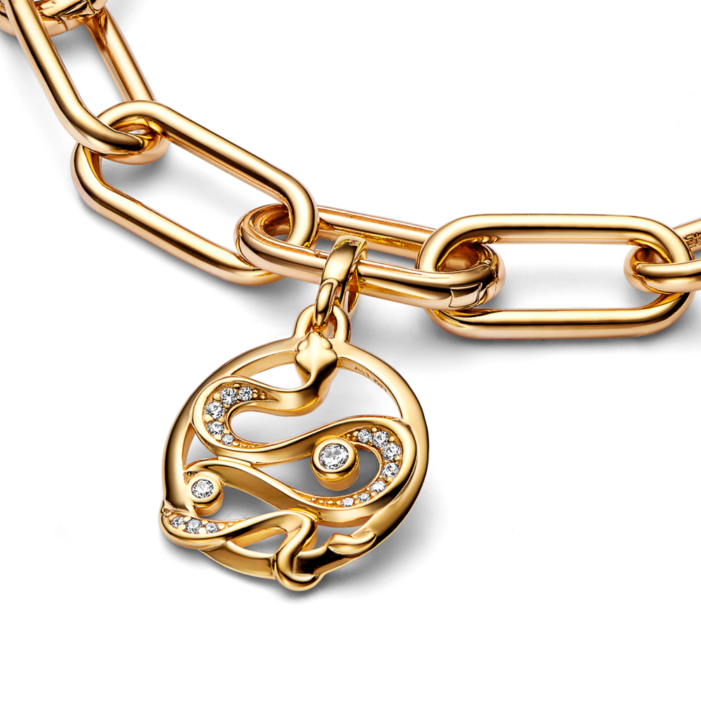 Pandora Snake 14k gold-plated medallion with clear cubic zirconia - 76 ...
